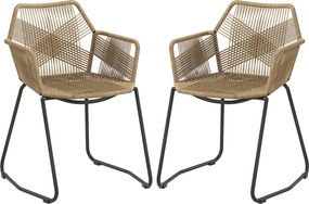 HOMCOM Sada 2 jídelních židlí, ratanový design, bohémský styl, ocelová základna 56 x 59 x 74 cm | Aosom