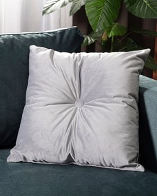 Sametový polštář Velvet s knoflíkem barva šedá látka lesklé, sametová
