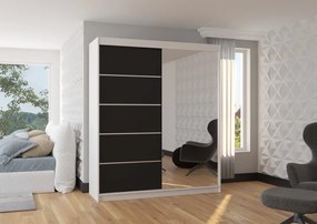 Šatní skříň s posuvnými dveřmi Olivier - 180 cm Barva: Černá/Bílá