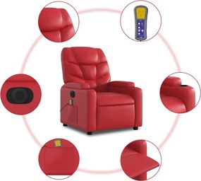 Elektrické masážní polohovací křeslo červené umělá kůže 3204656