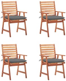Zahradní jídelní židle s poduškami 4 ks masivní akáciové dřevo,  3078336