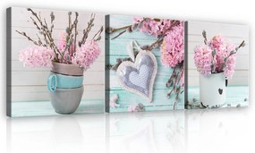 Postershop Obraz na plátně: Zátiší s hyacinty - set 3ks 25x25cm