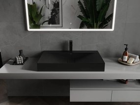 Mexen Poli, umyvadlo na desku z konglomerátu 1/O 80 x 48 cm, černá matná, 23028071
