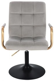 LuxuryForm Židle VERONA GOLD VELUR na černém talíři - světle šedá