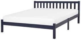 Dřevěná postel 180 x 200 cm tmavě modrá FLORAC Beliani