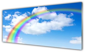 akrylový obraz Duha Nebe Mraky Příroda 125x50 cm