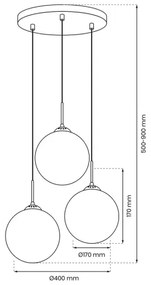 Lustr na lanku REFLEX 3xE14/40W/230V