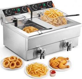 Komerční elektrická fritéza Stolní fritéza s dvěma nádržemi 6000 W