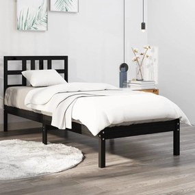 vidaXL Rám postele masivní dřevo 75 x 190 cm Small Single [3105369] Barva: Černá
