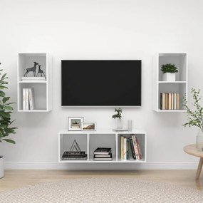 vidaXL 3dílný set TV skříněk bílý s vysokým leskem kompozitní dřevo