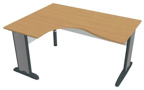 Stůl ergo vlna pravý 160×120/80 cm - Hobis Cross CE 2005 P Dekor stolové desky: buk, Dekor lamino podnože: šedá, Barva nohou: černá