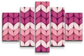 Sablio Obraz - 5-dílný Střídajíci růžové pletení - 125x90 cm