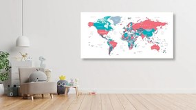 Obraz mapa světa s pastelovým nádechem - 120x60 cm