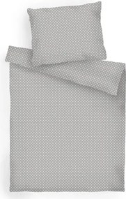DADKA Krepové povlečení Puntík bílé na šedém podkladu 200x200, 2x 70x90 cm