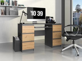 TPS Psací stůl s šuplíky KUBA 130 cm - Antracit / Dub artisan