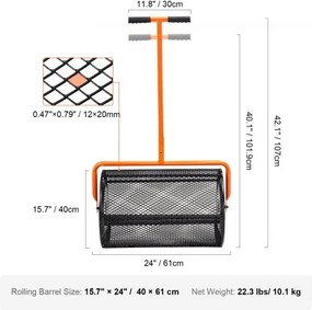 Rozmetadlo kompostu, 62–65 cm výškově nastavitelná rukojeť, 61 cm