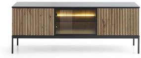 Moderní tv stolek SONNY 154 LED, černá / dub votan