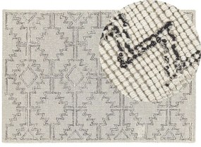 Vlněný koberec 140 x 200 cm béžový/černý URLA Beliani