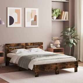 Rám postele s čelem a LED osvětlením kouřový dub 135 x 190 cm 3207571