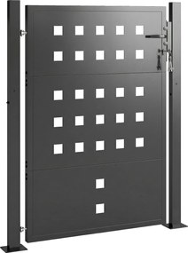 Outsunny pozinkovaná ocelová zahradní branka s madlem, zámkem a 3 klíči, 105 × 130 cm, tmavě šedá | Aosom