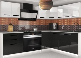 Kuchyňská linka Belini 300 cm bílý lesk / černý lesk s pracovní deskou Armin2