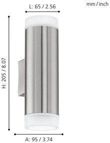 Eglo 92736 - Venkovní nástěnné svítidlo RIGA-LED GU10/2,5W/230V IP44