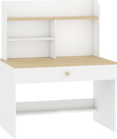 AIYAPLAY Dětský psací stůl, dětský stůl se zásuvkou, knihovnou a úložným prostorem pro děti 3-8 let, 80 x 50 x 100 cm, bílý