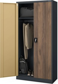 Víceúčelová kovová skříň antracitová / ořech, 900x1850x450 mm: DAWID Eco Design