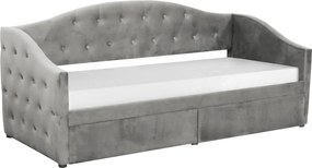 Postel s úložným prostorem, 90x200, šedá Velvet látka, ZASKA