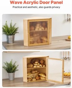 Rohový chlebník na kuchyňskou linku VEVOR, 320x320x425 mm – Přírodní barva dřeva
