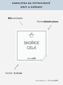 Samolepka na kořenky SKOŘICE CELÁ bílá 5 × 5 cm základní písmo