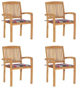 Stohovací zahradní židle s poduškami 4 ks masivní teak,  3073223