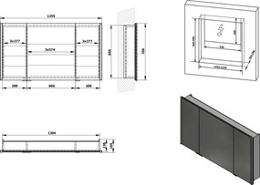 Sapho Sapho, INTEGRA zápustná galerka s LED osvětlením, 125x70cm, IN125