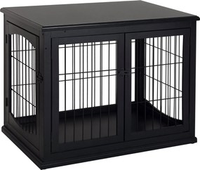PawHut domací bedna pro psy, psí boudička se 2 vchody, uzamykatelná bedna pro psy, psí boudička pro malé psy, černá, 58,5 x 81 x 66 cm | Aosom