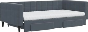 Válenda s přistýlkou a zásuvkami tmavě šedá 100 x 200 cm samet 3196771