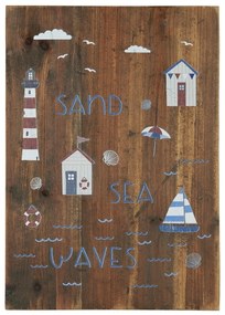 IB LAURSEN Dřevěná cedule Sand Sea Waves, přírodní barva, dřevo