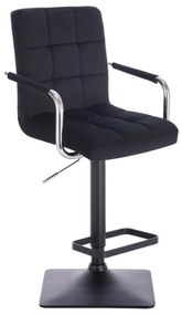 LuxuryForm Barová židle VERONA VELUR na černé základně - černá