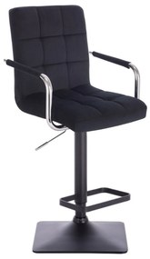 LuxuryForm DESIGN Barová židle VERONA VELUR na černé hranaté podstavě - černá