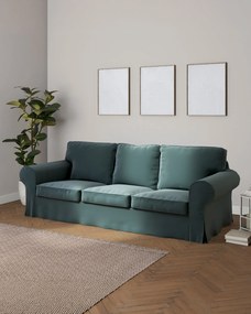 Potah na pohovku IKEA Ektorp 3-místná rozkládací, NOVÝ MODEL 2013 barva zelená látka sametová