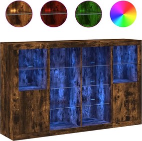 Příborníky s LED osvětlením 3 ks kouřový dub kompozitní dřevo 3209139