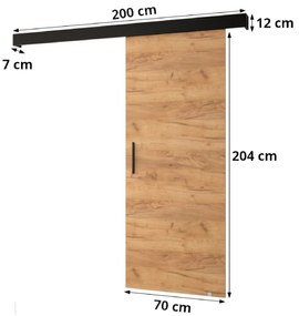 Posuvné dveře s černým úchytem SALOME 2 - 70 cm, bílé / černé