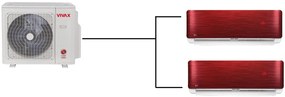 Klimatizace Vivax Design R+ red 1+2 (3,5kW + 3,5kW) Multi-split R32