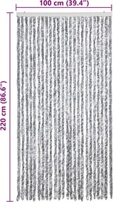 Závěs proti hmyzu bílý a šedý 100 x 220 cm Chenille 284281