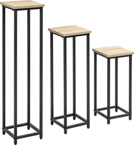 Outsunny Sada květinových stojanů 3 ks, 50/70/90 cm vysoké, stohovatelné pro interiér i exteriér, ocelový stojan na rostliny do obývacího pokoje, zahr