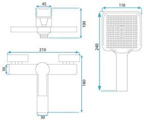 Nástěnná vanová baterie REA ARGUS, kartáčovaná měď