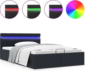 Rám postele LED s úložným prostorem černý umělá kůže 120x200 cm 285542