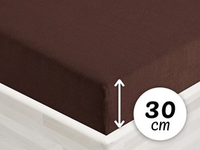 Froté napínací prostěradlo na vysokou matraci FR-026 Čokoládově hnědé 180 x 220 - výška 30 cm