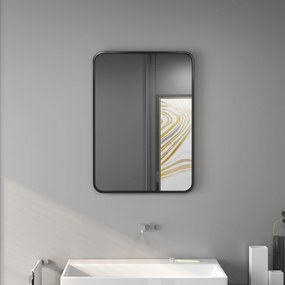 Nástěnné zrcadlo HOMCOM 50x70 cm - Dekorativní zrcadlo s kovovým rámem a snadnou instalací pomocí háčku do obývacího pokoje, předsíně a chodby