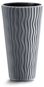 PROSPERPLAST Květináč - SANDY SLIM Průměr: 34,9 cm, Barva: šedá