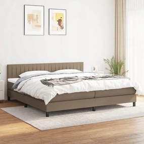 Box Spring Postel S Matrací Textil Taupe Svislé pruhy 200 x 200 cm